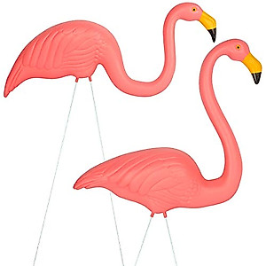 Galashield Pink Flamingo Yard Decorations Pack of 2 Flamingo Decor Ornaments for Outdoor Lawn and Garden