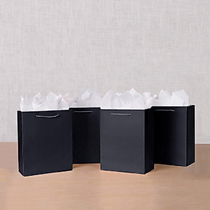 SHIPKEY 10 Pack Small Gift Bags | 6x2.5x8inch Black Gift Bags, Gift Bags for Men, Wedding Gift Bags, Black Paper Bags