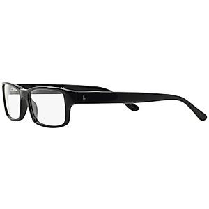 Polo Ralph Lauren Men's PH2065 Rectangular Prescription Eyewear Frames, Shiny Black/Demo Lens, 58 mm