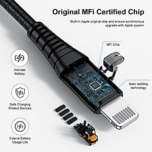 Cabepow Short Lightning Cable 1Ft, [3Pack] 1 Foot iPhone Charger Cables,1 Feet Apple Charging Cord Compatible with iPhone 11/Pro/X/Xs Max/XR/8 Plus /7 Plus/6/ iPad