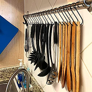 SumDirect Round S Shaped Hooks - 25 Pack Small S Hanging Hooks for Kitchen, Work Shop, Bathroom and Office (3.4 Inch, Black)