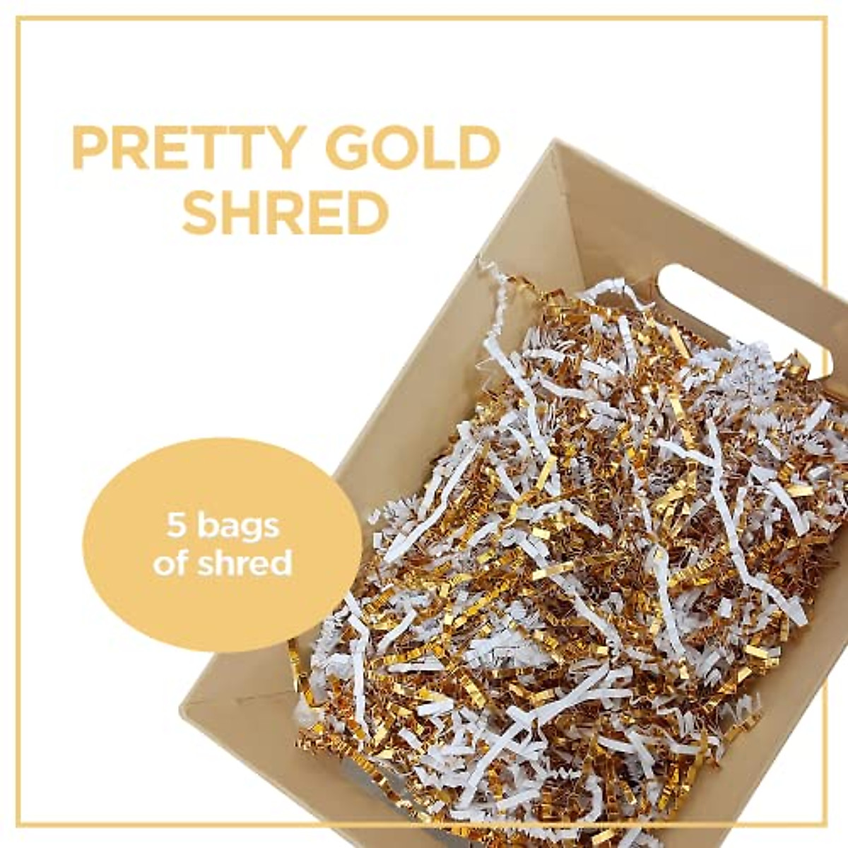 Upper Midland Products [5 Pk] 10x12” Large Big Basket for Gifts Empty, Basket Bags, Gold Pull Bows, Crinkle Cut Paper Shred Filler| DIY Wine Basket Gift Set Kit| Christmas, Easter| Gift to Impress