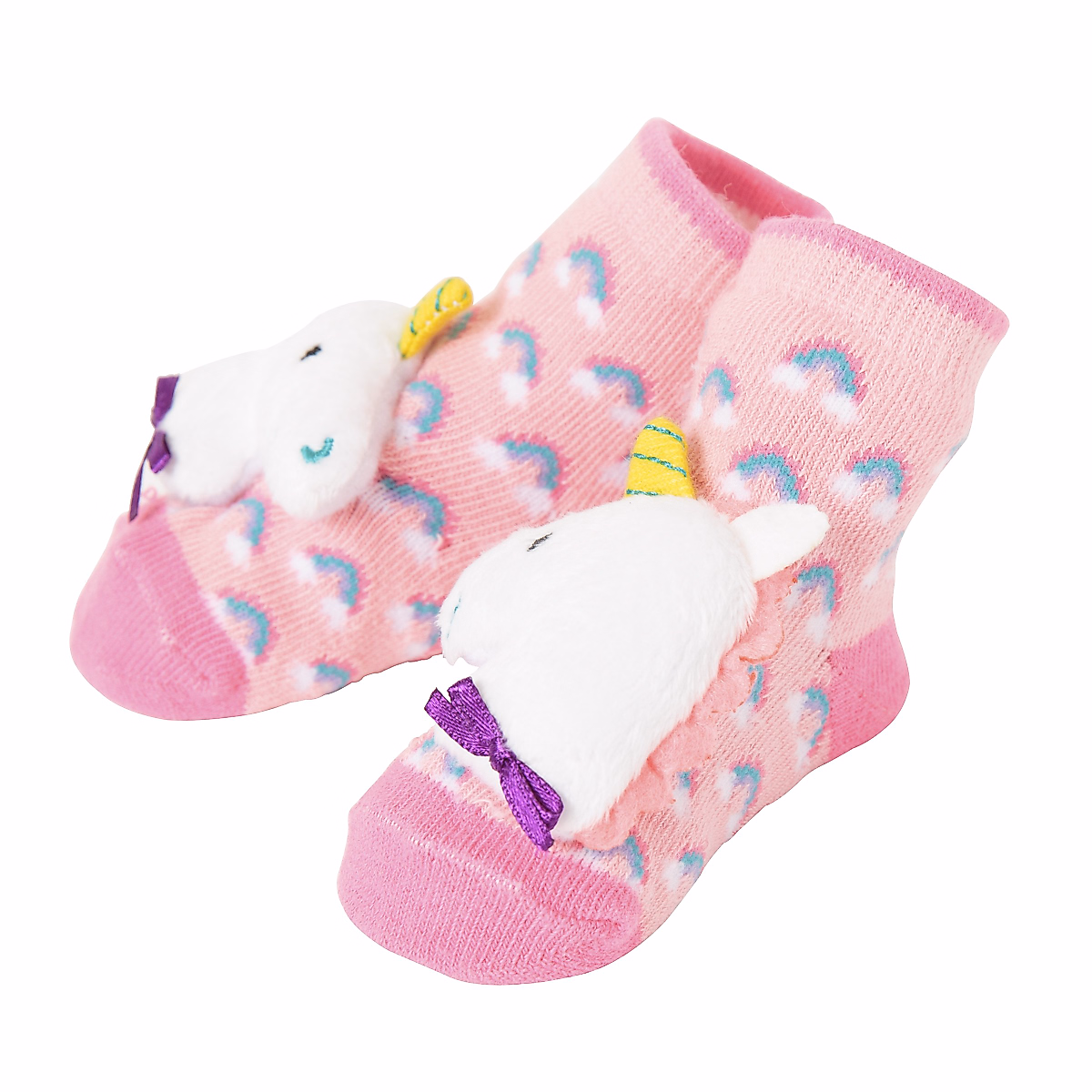 Baby Dumpling C.R. Gibson Unicorn Rattle Sock Booties for Newborns, Infants, and Babies - 1 Pair