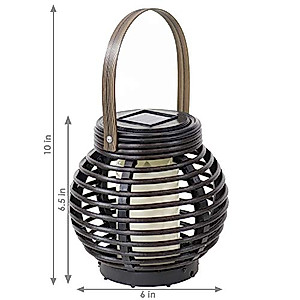 Sunnydaze Lerena Black Outdoor LED Hanging Solar-Powered Lantern with Candle - Plastic - 6-Inches Tall - Light Up Your Yard, Deck, Patio, Porch, or Garden
