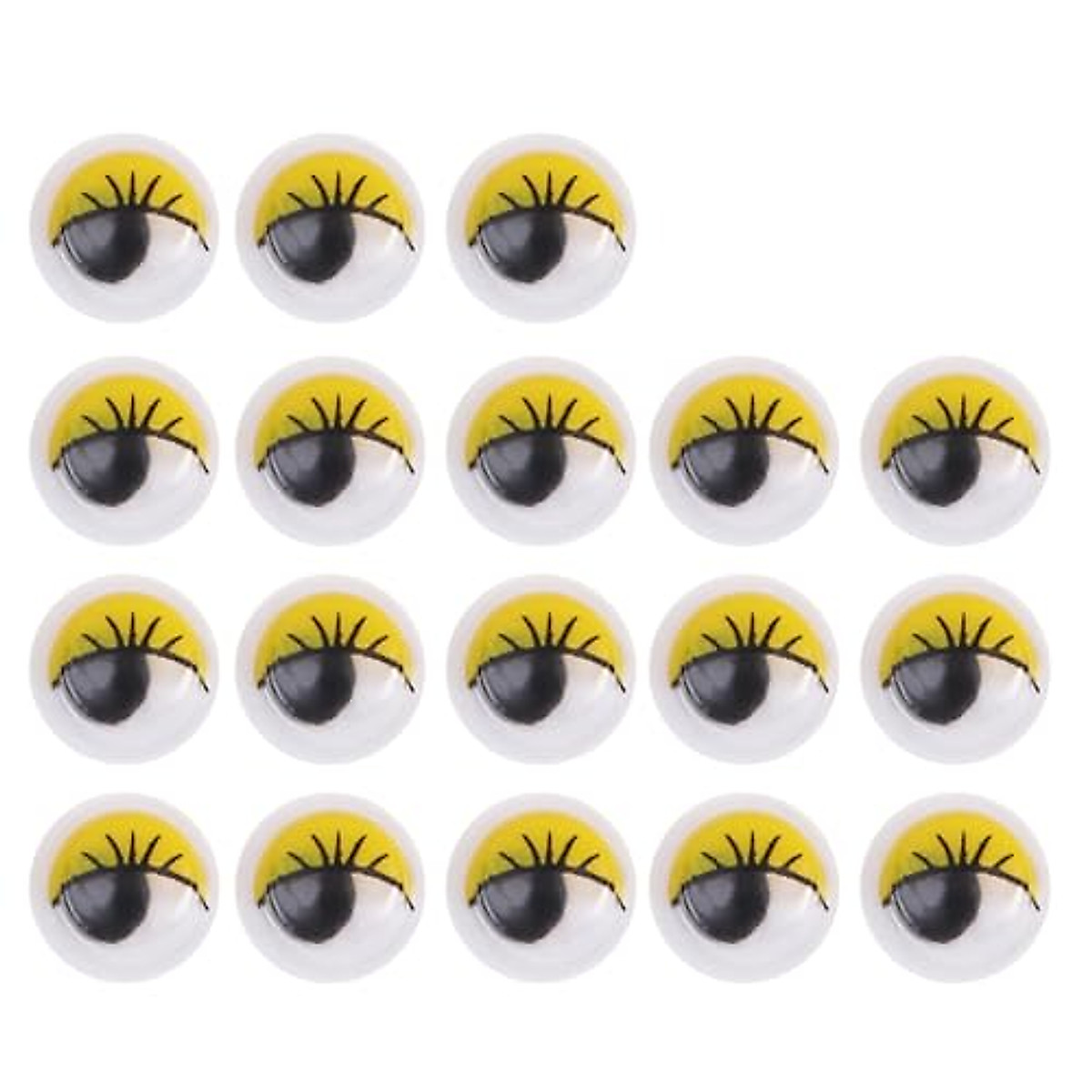 TEHAUX 100pcs Animal Lash Accessories Mini Doll Eyeballs Wiggle Craft Stickers Eyes Yellow DIY Eyes DIY Animal Eyes Self Made Wiggle Eyes with Eyelashes DIY Cartoon Eyes