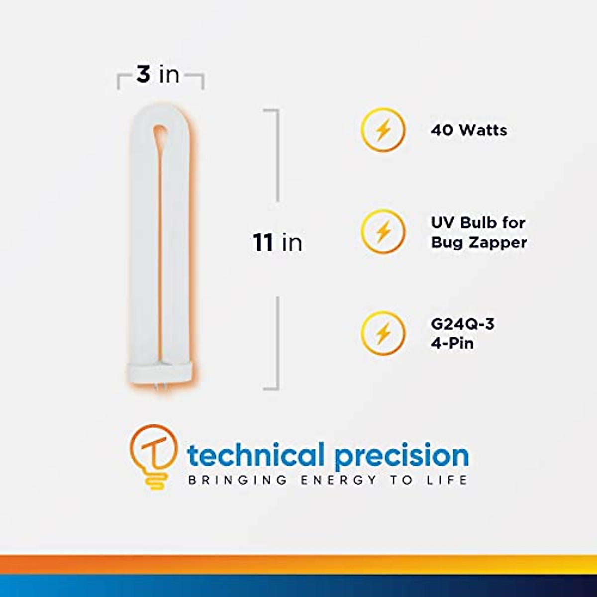 Technical Precision Replacement BF-190 Bulb for Flowtron BK-40D Electronic Insect Killer Bug Zapper Bulb for Anti Mosquito Control - Overall Length 10.25 Inches - 1 Pack