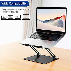 BESIGN LS10 Aluminum Laptop Stand, Ergonomic Adjustable Notebook Stand, Riser Holder Computer Stand Compatible with Air, Pro, Dell, HP, Lenovo More 10-14" Laptops, Black