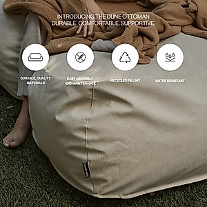 PALERMO HOUSE Dune Outdoor Ottoman | Zero Gravity Vinyl Patio Ottoman for Adults | Water-Resistant Ottoman for Porch, Balcony Furniture and Backyard (Vinyl, Oat)