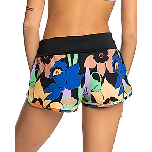 Roxy Women's Standard Board Tummy Control, Quick-Dry Swim, 4-Way Stretch, 2" Inseam Beach Shorts, UPF+ 50 Sun Protection, Anthracite Flower Jammin 231, Medium