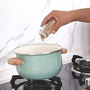 Tianifa 6 Pcs Glass Spice Jars/Bottles -3oz Empty round Spice Containers with Airtight Metal Caps with Shaker Lids (6, Stainless Steel Lids)