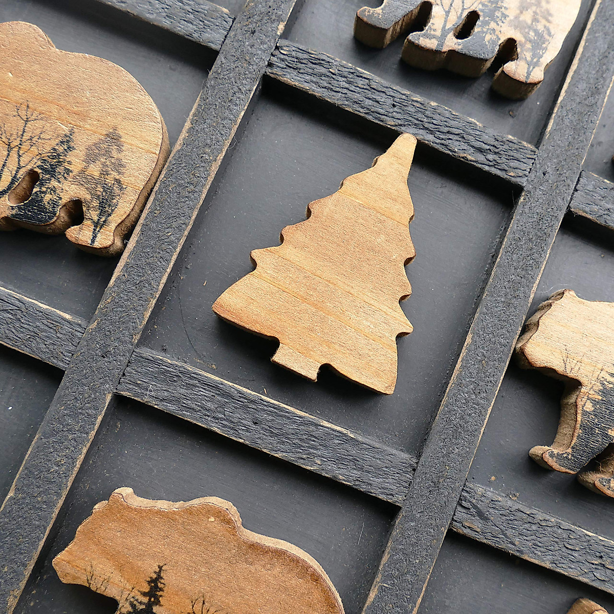 NIKKY HOME Cute Bear Decorative Wooden Board Travel Game Tic Tac Toe for Fun