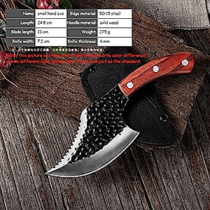 Boning Knife, 5" Inch Boning Knife Multi-purpose Double-edged Fishing Fillet Knife Camping Jungle Axe Butcher Knife and Nylon Protective Cover BY ZZYY