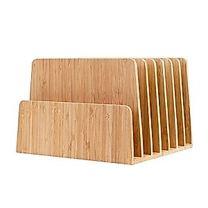 MobileVision Bamboo Desktop File Folder Organizer and Paper Tray, 7 Slots