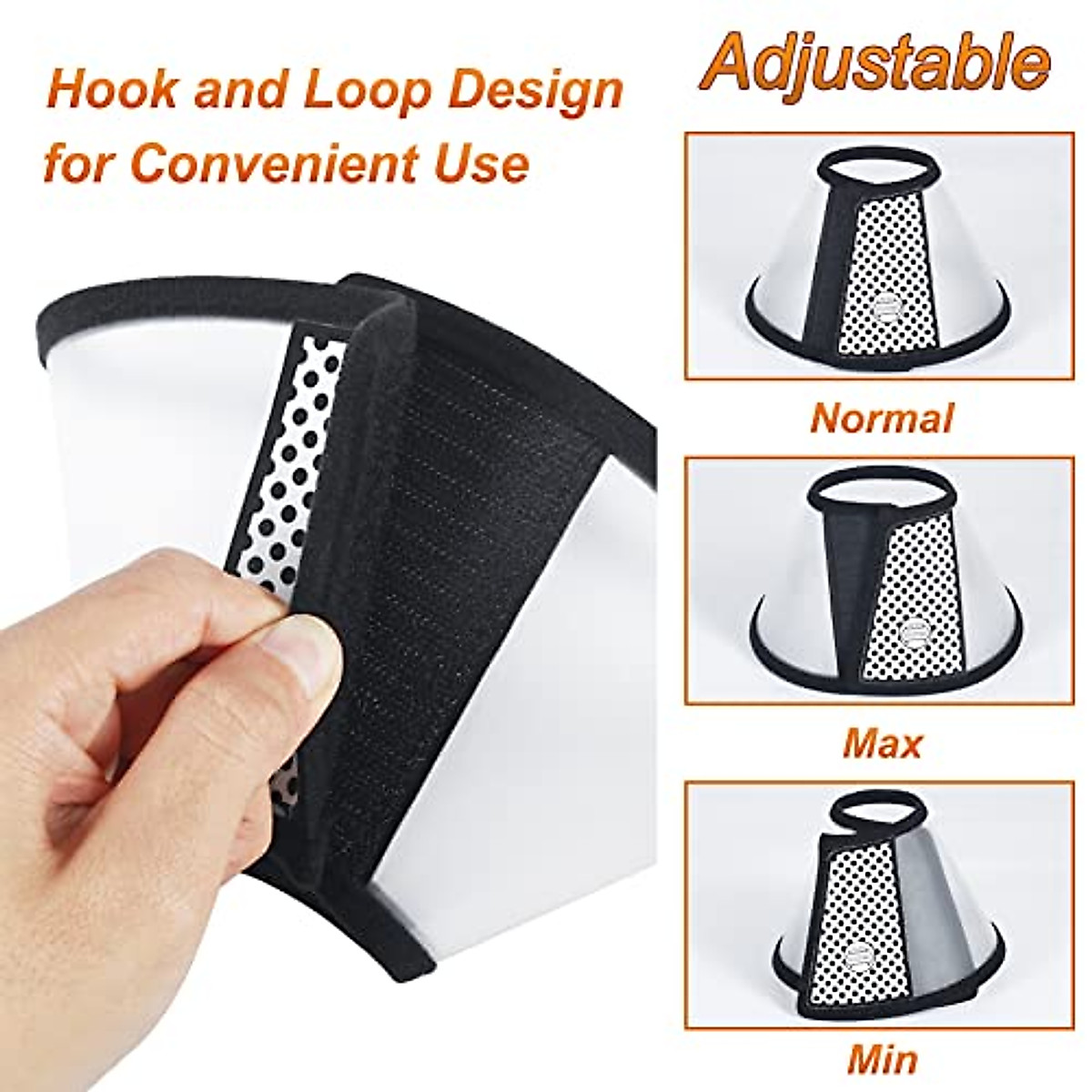 Vivifying Cat Cone, Adjustable Recovery Pet Cone, 8.1 Inches Lightweight Plastic Elizabethan Collar for Cats, Mini Dogs and Rabbits (Black)