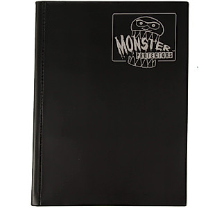 Monster Protectors 9-Pocket Matte Black Trading Card Album with Anti-Theft Padded Pages - Holds 360 Cards