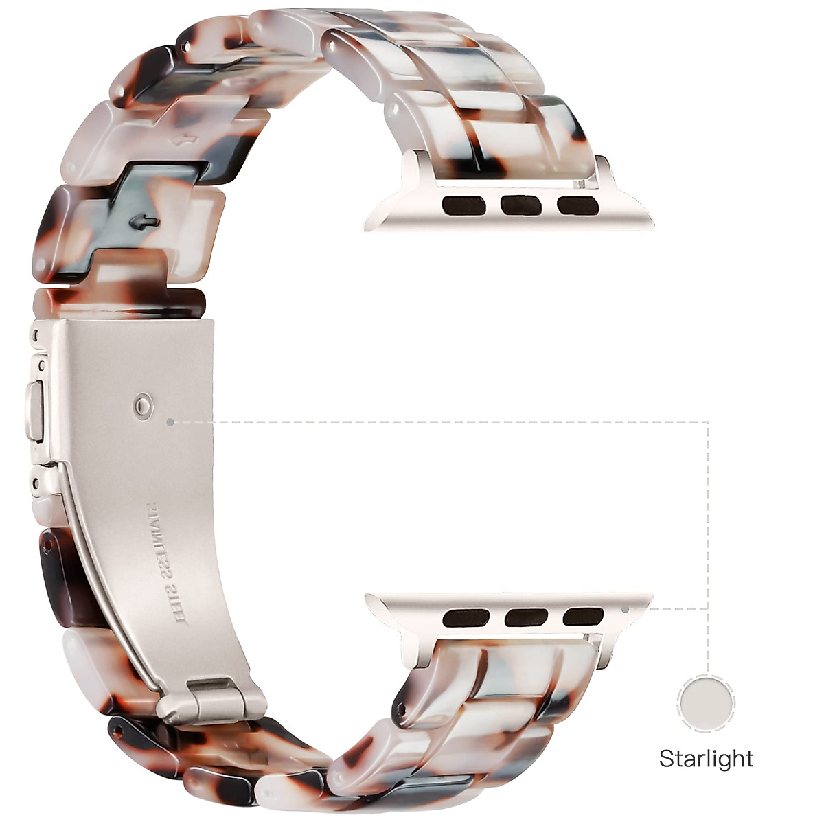 Pleixiu Compatible With Apple Watch Band 38mm 40mm 41mm (42mm-Series 10) Lightweight Resin For iwatch Ultra 2 1 Series 10 Series SE Series 9 8 7 6 5 4 3 2 1 Apple Watch Bands for Women Men-Tortoise Flower for Starlight