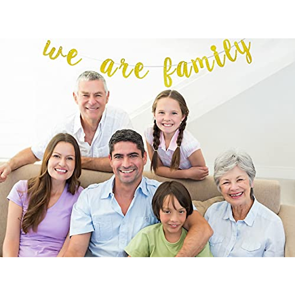 Gold Glitter We are Family Banner, Family Reunion Party Banner, Family Photo Prop, Banner for Family Party Home Decoration - We are Family