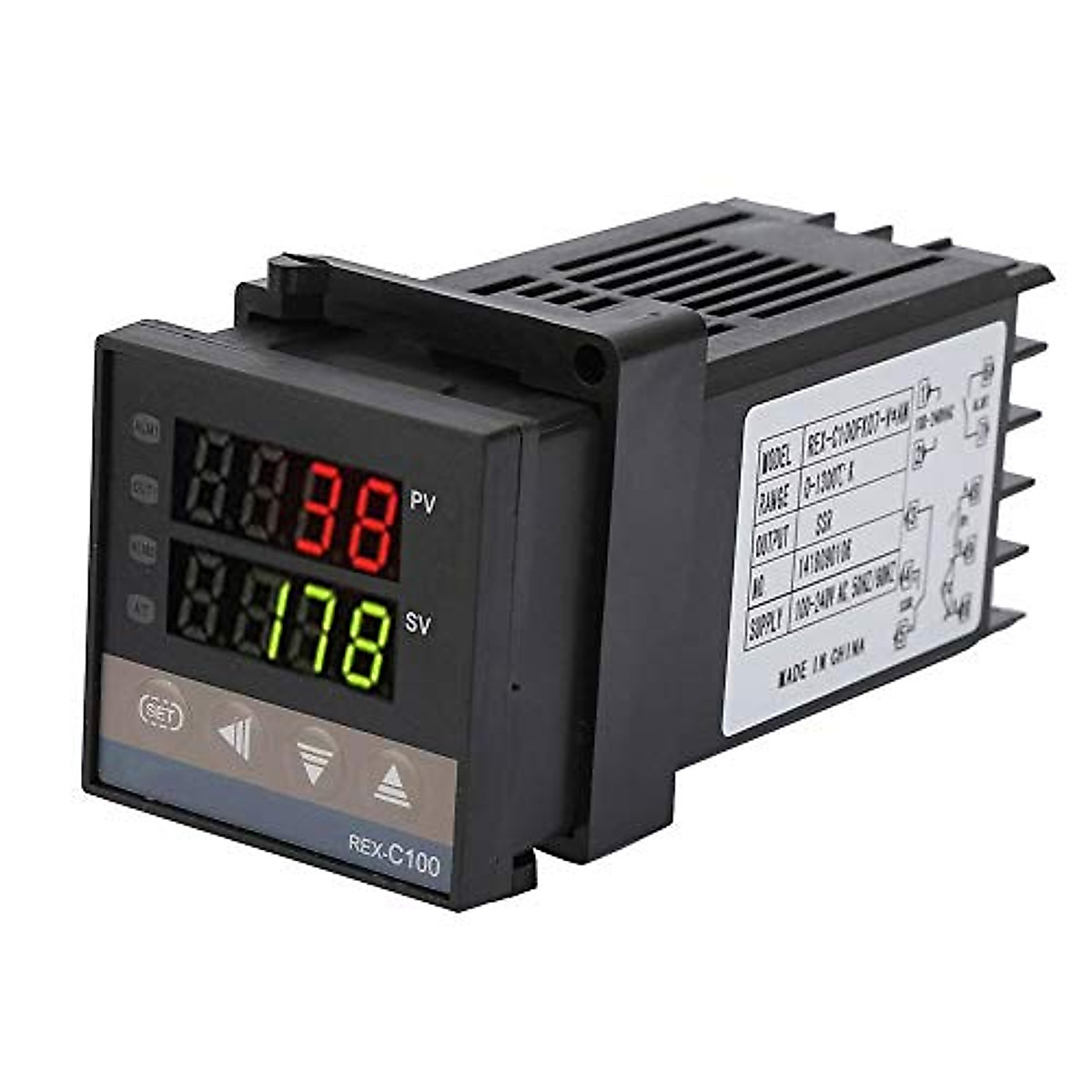 Maxmartt Digital LED Temperature Controller, 0-1300℃ Alarm PID Thermostat Kits, Temperature Controller + Solid State Relay + K Thermocouple