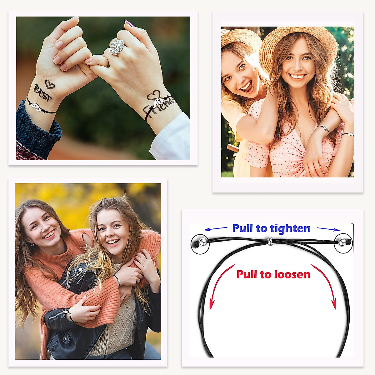 Tarsus Friendship Bracelets Matching Best Friend Bracelet for 2 BFF Jewelry Galentines Day Friendship Birthday Gifts for Women Girls