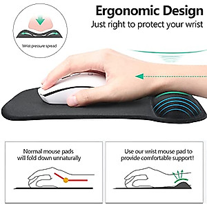 Mouse Pad with Wrist Support, Memory Foam, Non-Slip Rubber Base, Ergonomic Mousepad with Wrist Rest - Pain Relief, Comfortable Computer Mouse Pad for Laptop, Gaming & Office