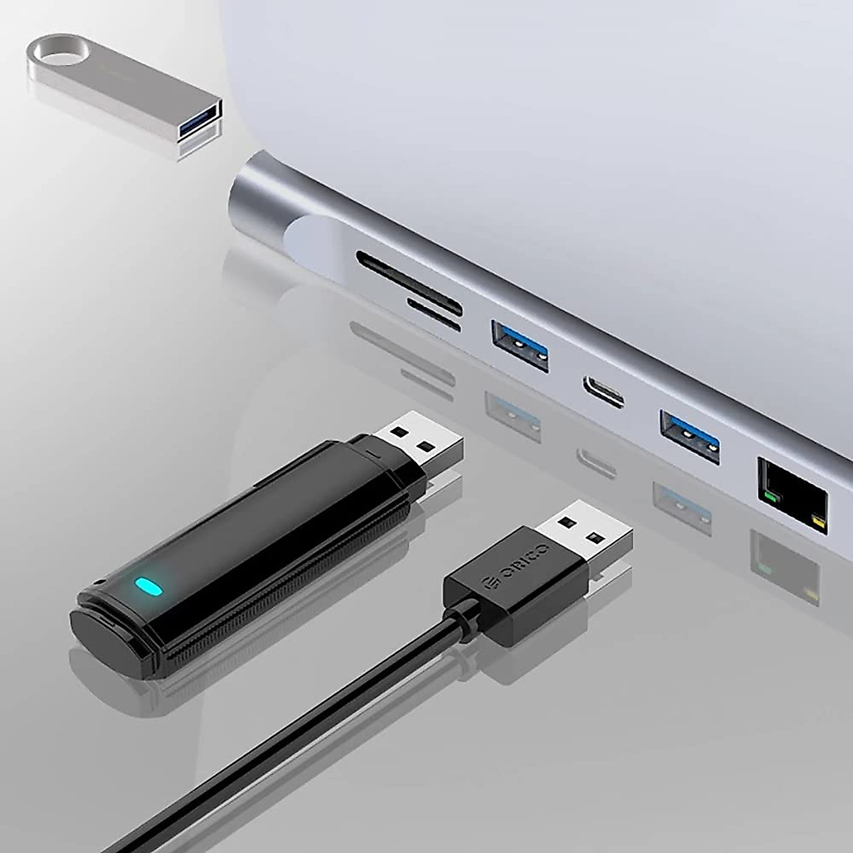 NIZYH 12 in 1 USB C Hub Laptop Docking Station Type-C to Dual HDMI-compatible/VGA/USB 3.0 Hub/PD/RJ/Micro-SD/TF Card Dock Adapter