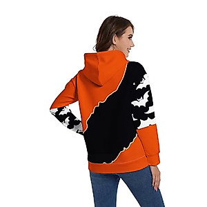 TMSD Women's Halloween Long Sleeve Pumpkin Funny Pullover Hoodie with Pocket Pumpkin Face M