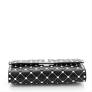 Valentino Black White Italy Rockstud Matelassé Leather Clutch Bag New