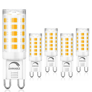 winshine Dimmable G9 LED Light Bulb 3000K Warm White, 4W G9 Base Chandelier Light Bulb Soft White, T4 40Watt Halogen Replacement G9 Bi Pin Base, CRI85 120V 360° Beam Angle 5 Pack