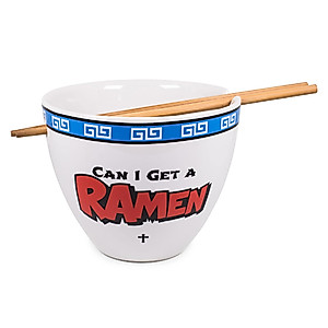 Bowl Bop Jesus Can I Get A Ramen? Japanese Ceramic Dinnerware Set | Includes 16-Ounce Ramen Noodle Bowl and Wooden Chopsticks | Asian Food Dish Set for Home & Kitchen | Funny Religious Gifts