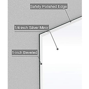 USHOWER 30 x 40 Inch Frameless Beveled Mirror, Rectangle Wall Mirror for Bathroom, Vanity, Beautiful and Simple Looking