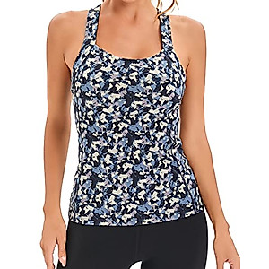 Haczea Workout Tank Tops for Women Built in Bra Slim Fit Yoga Running Tanktop Sleeveless Racerback Athletic Sports Shirts-Inked White XL