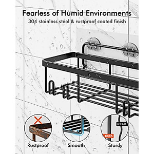 Acootima Shower Caddy 6 Pack, Rustproof Stainless Steel Shower Shelves for Bathroom Organizers and Storage, Adhesive No Drilling Durable Bath Accessories with Large Capacity for Home & Kitchen Decor