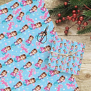 Jaydouble Custom Christmas Wrapping Paper Rolls for Kids Boys Girls Personalized Photo Wrapping Paper Daughter Son Customized Funny Gift Wrapping Paper for Dad Mam Grandma Grandpa 58"x 23"