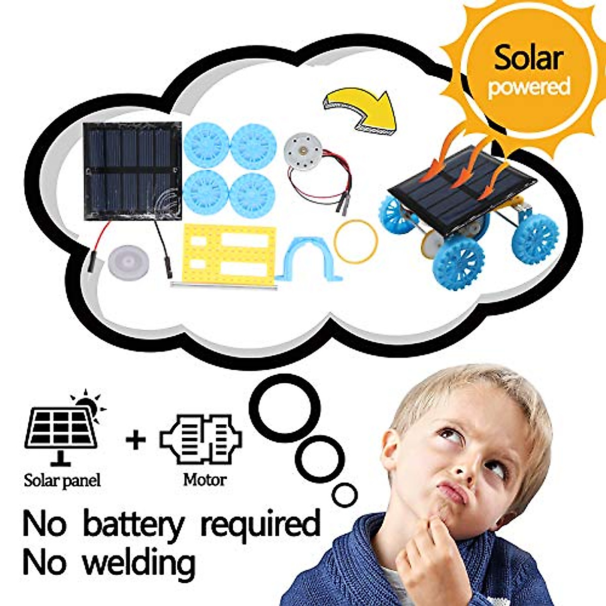 4 in 1 Solar Power & Electric Motor STEM Kits,Science Experiment Projects for Kids Beginners,Electronic Assembly Solar Powered Toy Kit,DIY Educational Engineering Experiments for Boys and Girls