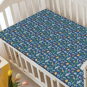 Space Themed Fitted Crib Sheet,Standard Crib Mattress Fitted Sheet Soft & Stretchy Fitted Crib Sheet-Great for Boy or Girl Room or Nursery,28“ x52“,Multicolor
