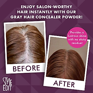 Root Touch Up Powder for Black Hair by Style Edit | Cover Color Grays and Roots Coverage Concealer Mineral Infused Binding Hairline