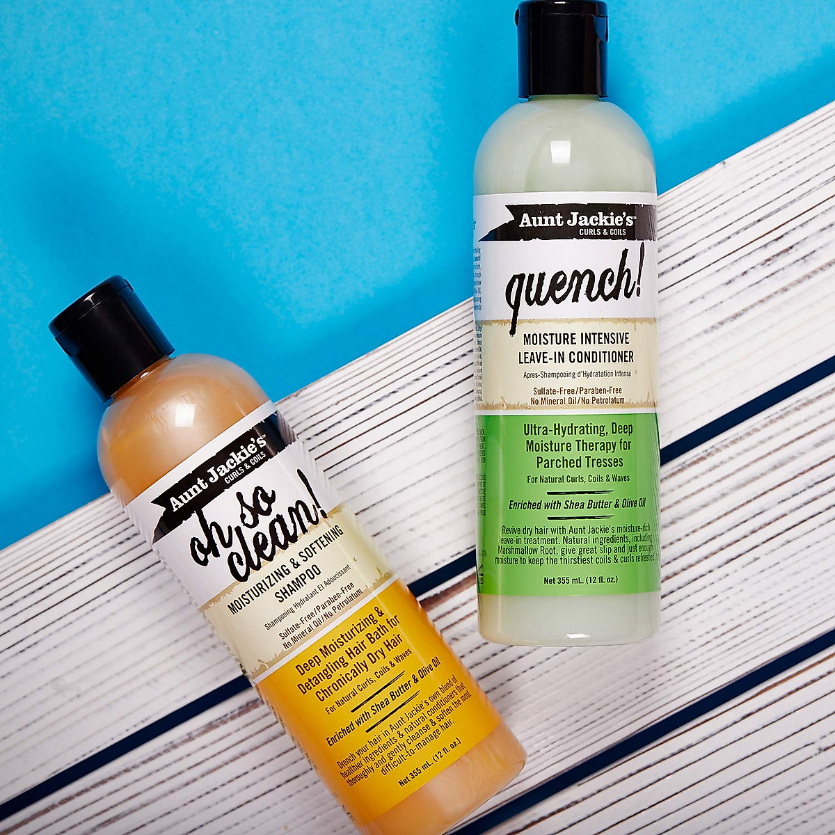 Aunt Jackie's Curls and Coils Oh So Clean Deep Moisturizing and Softening Hair Shampoo for Natural Curls, Coils and Waves, Enriched shea Butter, 12 oz