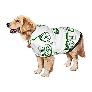 Large Dog Hoodie Chinese-Mahjong-Tile-Plaid Pet Clothes Sweater with Hat Soft Cat Outfit Coat Medium