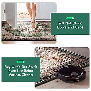 YesRug 8x10 Area Rugs for Living Room Green Boho Rug Washable Rug Vintage Rug Low Pile Non-Slip Large Rug for Bedroom Dining Room