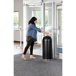 Safco Products 9639BL Open Top Dome Waste Receptacle, 15-Gallon, Black