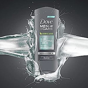 Dove Men+Care Mens Body Wash Dry Skin Body Wash with Micromoisture, Blue Eucalyptus and Birch Effectively Washes Away Bacteria While Nourishing Your Skin, 18 Fl Oz (Pack of 4)