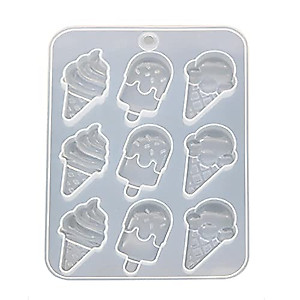 Fogun Ice Cream Cute Food Keychain Pendant Silicone Resin Mold Jewelry Tools Silicone Ice Cube Trays