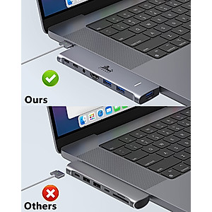 USB C Hub Adapter for MacBook Pro/Air M1M2 2022 2021 2020 13" 15" 16",Multiport MacBook Adapter MacBook Accessories with 4K HDMI,3USB3.0,Audio,100W Thunderbolt-Enabled USB-C,Support MagSafe 3 Charging