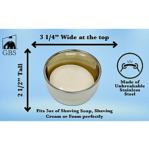 G.B.S Stainless Shaving Soap Bowl, Synthetic Stainless Brush, Luxurious Classy Modern Finish, 3 Pieces