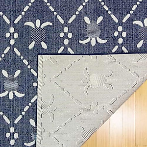 Gertmenian Reyn Spooner Kona Coast Fresco Hawaiian Tropical Rugs | Washable, Stain & UV Resistant Indoor Outdoor Area Rug | Teal Blue Ivory Cream, Royal Hanu Sea Turtle, 2x6 Runner, 46662