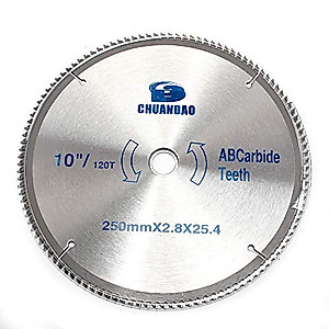 10 Inch 120 Tooth Carbide Tipped Wood Cutting Disc Circular Saw Blade for Cutting Hard & Soft Wood Aluminum with 1 inch Arbor