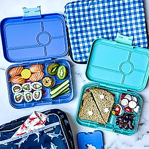 Yumbox Tapas Larger Size - 4 compartment Leakproof Bento lunch box for Pre-teens, Teens & Adults (True Blue - Shark)