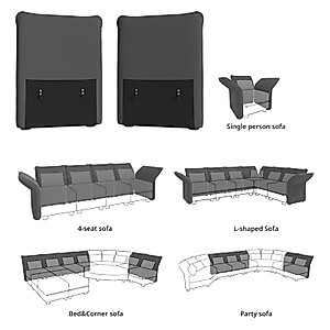 LLappuil Modular Pair of Side Armrest Backrest Module Sofa for Convertible Modular Sectional Couch Sofa Side Armrest, Backrest Grey