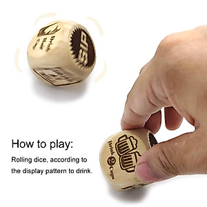 Hometu Party Drinking Dice Game Funny Rolling Decider Bachelorette Game Wooden Dices Set Bar Pub Turnt Drunk Frenzy Adult Favor Game 2PCS(40MM)