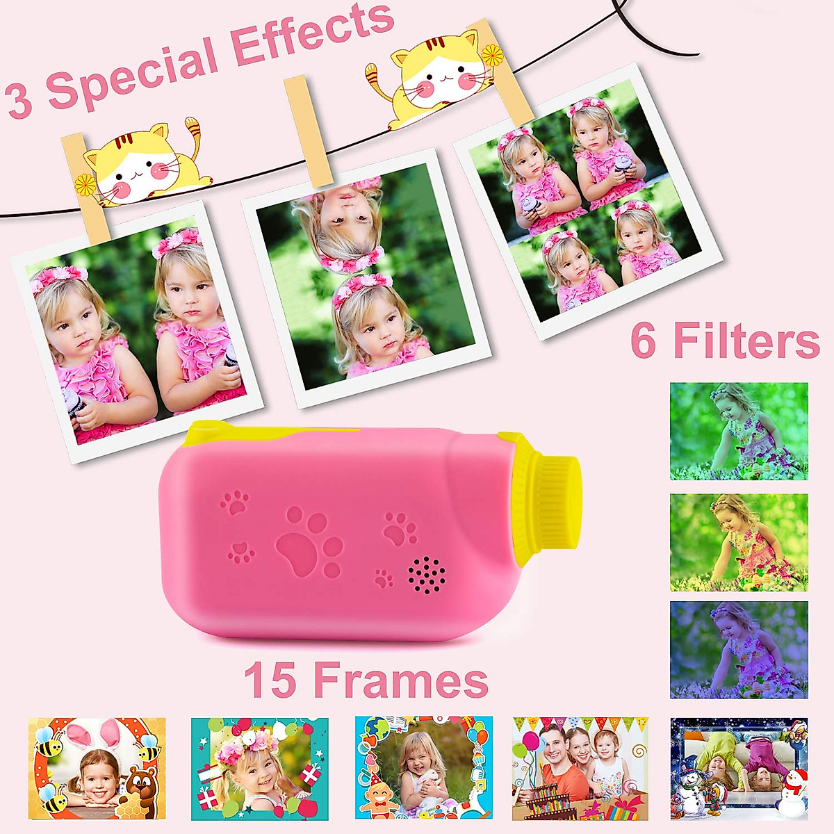 AILEHO Kids Camera Video Camcorder - Digital Camera for Kids, 12M 1080P Toddler Camera Toys for Boys Girls, Birthday Idea for Kids with 32G TF Card (Pink)